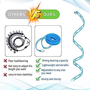 2 Pack Windproof Portable Clothesline with Hooks 16.4 ft Nylon Clothes Line Travel Laundry Line Drying Hanger Rope for Indoor Outdoor Camping Home Hotel Room