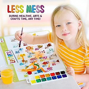 merka Kids Placemats for Dining Table Toddler Placemat Silicone Placemats for Toddlers Letters Numbers Shapes and Colors Alphabet Set of 4