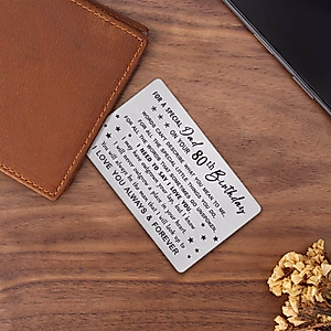 DEGASKEN Dad 80th Birthday Card - Happy 80 Year Old Bday Dad Gifts - Dad 80th Birthday Decorations for Men, Personalized Engraved Wallet Card