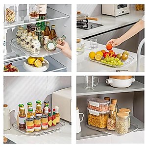 Square Lazy Susan for Refrigerator, Lazy Susan Turntable Organizer for Refrigerator, Countertop Condiment Storage Rack, for Cabinet, Table, Pantry, Kitchen (13.8 X 10.2 in)