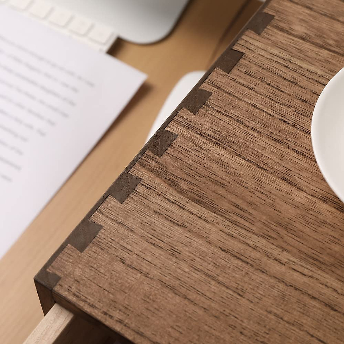 DDYURI Wood 2 Drawer Desktop Organizer Cabinet - Desk Storage Box for Kitchen Counter,Dresser Tabletop -Wooden File Organizer Printer Machine Stand for Office Accessories Chest Dark (FAX2C-DK）