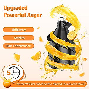 Cold Press Slow Masticating Juicer: Powerful Cold Pressed Juicer Machines Easy To Clean For Vegetable and Fruit, Grey