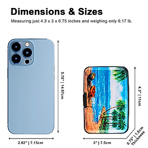 Kaabao Credit Card Holder Small RFID Blocking Wallet Business Metal Slim Mini Aluminum Hard Case for Women Men Gift (Paradise Tropical Island Beach)