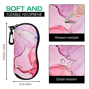 MoKo Sunglasses Soft Case Ultra Light Neoprene Zipper Eyeglass Case with Clip, Cloudy Pink