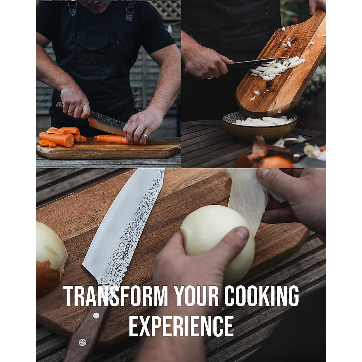 The Cooking Guild Chef Knife - 8 Inches - Grizzly Series - High Carbon Stainless Steel Chefs Knives - Rosewood Handle - Razor Sharp Chef's Knife Designed to Last a Lifetime