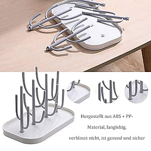 Baby Essentials,Bottle Drying Rack,Baby Bottle Drying Rack,Drying Rack for Kitchen Counter,Detachable Bottle Dryer Holder with Base.for Nipples,Cups,Pump Parts and Accessories(Gray)