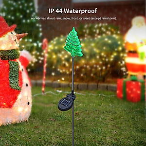 Glintoper 4 Pack Solar Christmas Figurine Lights, Outdoor Lighted Decorative Santa Claus, Snowman, Xmas Tree & Reindeer with Garden Stakes, Warm White LED Lighting Yard Stake for Path Lawn Patio Decor