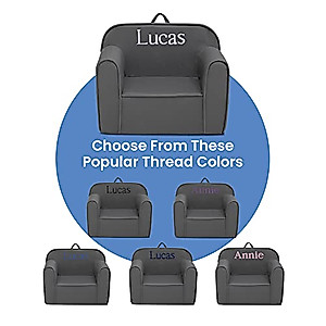 Delta Children Cozee Chair for Kids - 1 Seater Foam Toddler Couch can be Personalized with Name, Has Removable Cover for Easy Machine Washing (25x18x20.5 Inches, Dark Grey)