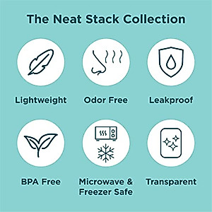 ZOKU - Nested Food Storage Containers with Freezer Pack, Leak Proof with Airtight Lids, for Sandwiches, Lunches, Leftovers and more, Easy to Clean, Reusable, BPA Free (Neat Stack) (11 Piece)