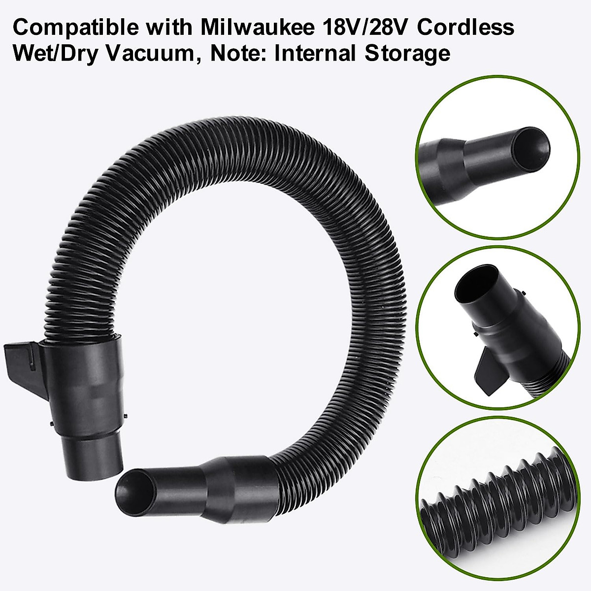 MWEDP 14-37-0105 Vacuum Hose Compatible with Milwaukee M18 Vacuum 0970-20 0880-20 0780-20 (Internal Storage), Fits 18V/28V Wet/Dry Vac Hose Assembly