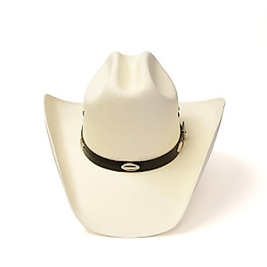 Western Express Natural Straw Cowboy Hat - Cattleman Style with Silver Conchos Hat Band | Cowboy & Cowgirl Hats for Men and Women