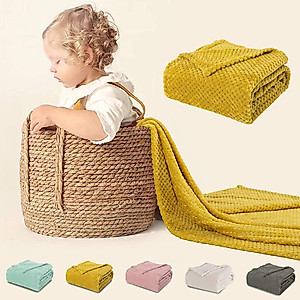 jinchan Fleece Throw Blanket 50"x60" Flannel Blanket for Couch Bed Throw Cozy Soft Throw Blanket Living Room Decor Fluffy Blanket Throw Gifts Mustard Yellow