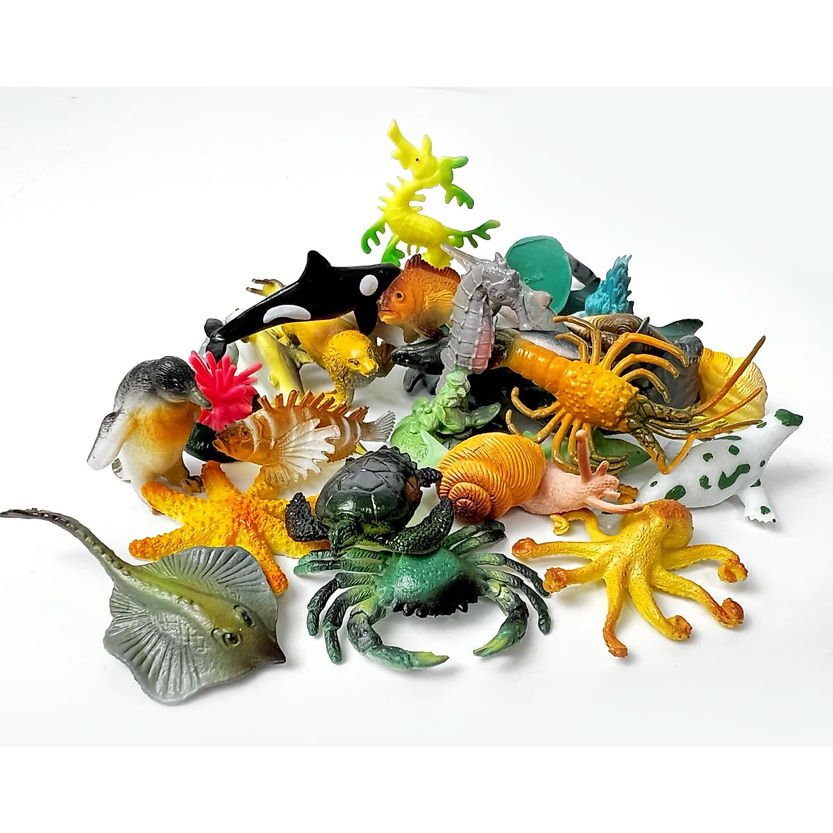 GiftExpress Ocean Sea Creatures/Animals Toy Figures, 36 Pcs Mini Assorted Under The Sea Life Realistic Figures, Educational Toy, Easter Egg Filler, Cupcake Topper, Aquarium Decorations