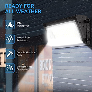 120W LED Wall Pack Light with Dusk-to-Dawn Sensor, 16800LM 5000K LED Security Flood Lighting, 100-277V Commercial and Industrial Outdoor LED Wall Lights for Parking Lots|Warehouses|Factories|House