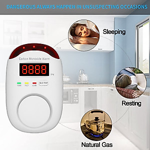 Carbon Monoxide Detector Insertion, VzmcovCO Detector, LED Display Screen Voice Alarm, Suitable for Home Kitchen, Office, Hotel Garage, Living Room, Bedroom -1 Package