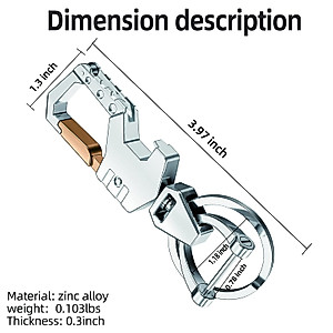 Mtverver Heavy Duty Key Chain with (1 key ring and 1 D-ring),Bottle Opener,Carabiner Car Key Chains (Silver)