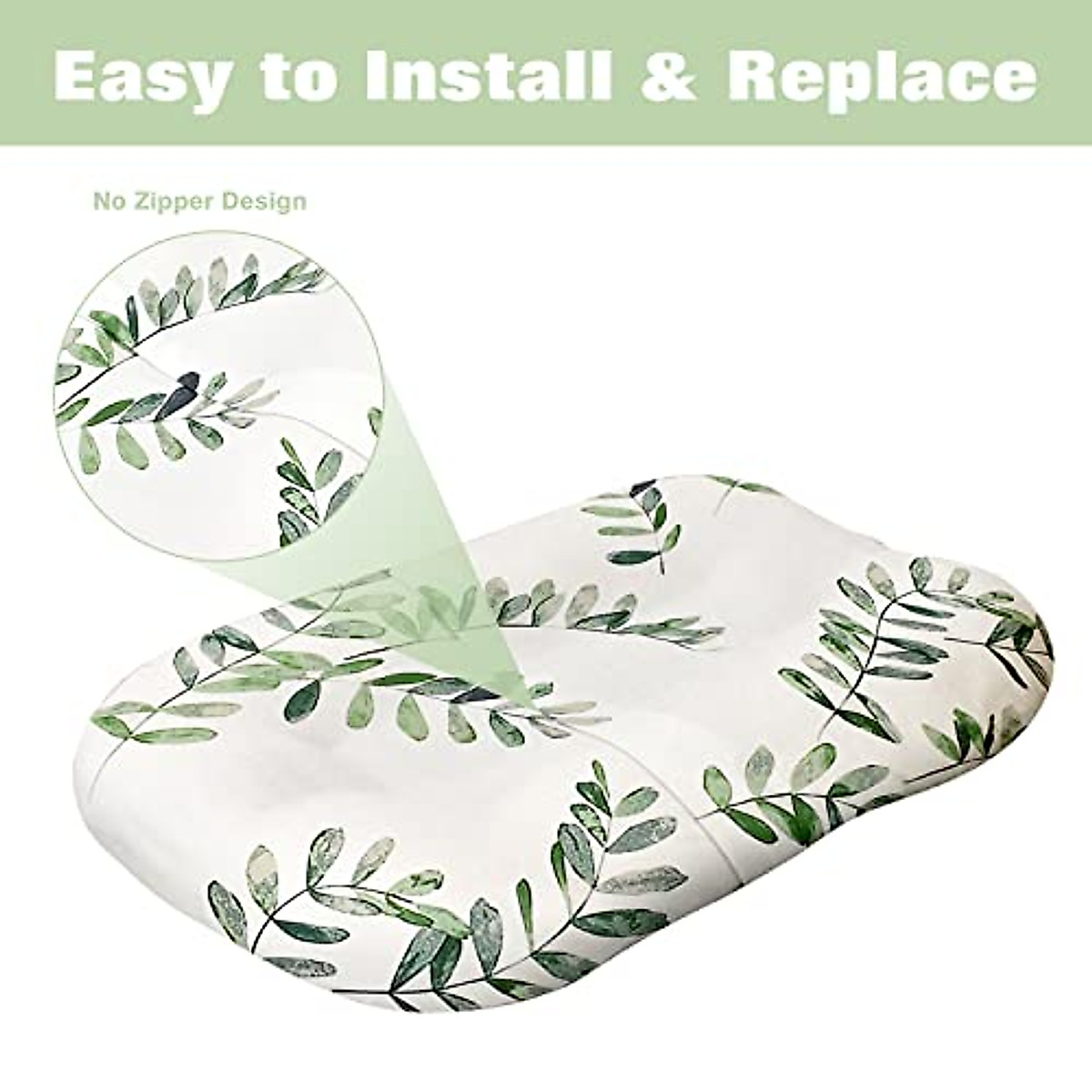 oenbopo Baby Lounger Cover for Newborn Girls and Boys, Washable Soft Lounger Pillow Case for Babies, Snug Removable Slipcover Fit for 29 x 17 x 5 Infant Floor Seat Lounger (Green Leaves)
