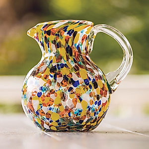 NOVICA Artisan Crafted Multicolor Hand Blown Recycled Glass Pitcher From Mexico 'Confetti' (71 Oz)