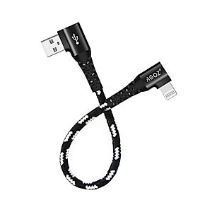 AGOZ Apple MFI Certified USB to Lightning Cable, 90 Right Angle Short iPhone Charging Cable Cord, for iPhone 14, 13, 12 Pro Max, SE, 11 Pro Max, Xs XR (6 inch)