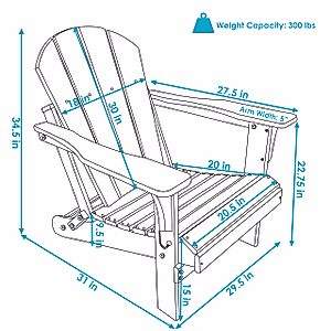 Sunnydaze Folding All-Weather Adirondack Chair - for Patio or Yard - 300-Pound Capacity - 34.5-Inch - Green