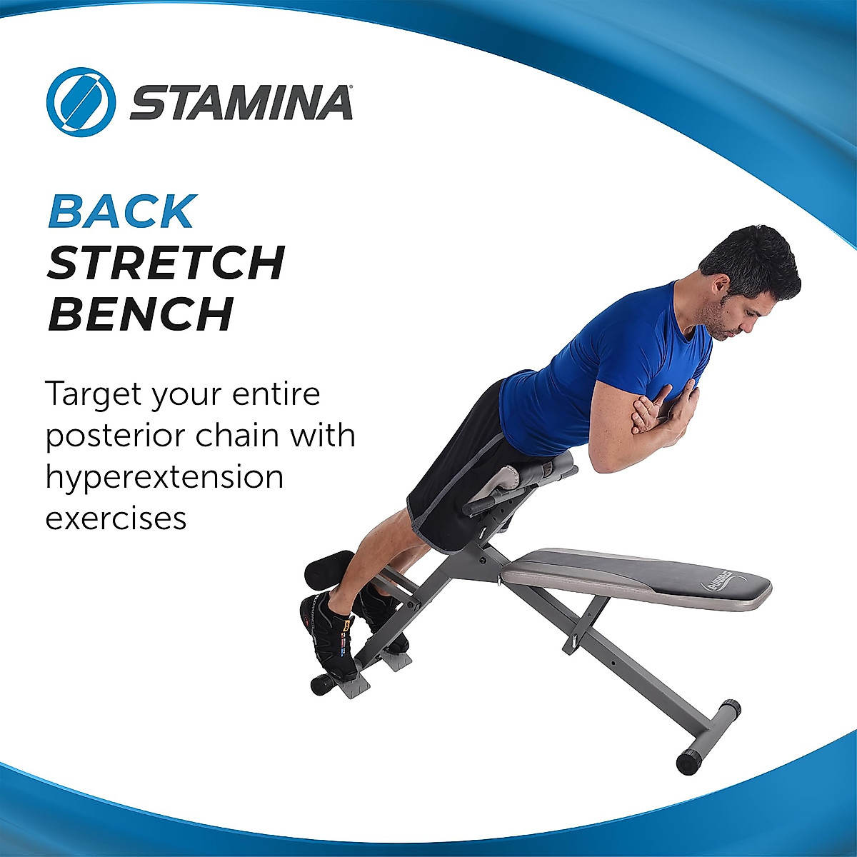Stamina Ab Hyperextension Bench Pro - Adjustable and Foldable Roman Chair with Smart Workout App for Home Workout - Up to 250 lbs Weight Capacity