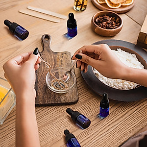 Didaey 100 Pcs Mini Glass Dropper Bottle Bulk 2 ml Mini Liquor Bottles Clear Essential Oil Dropper Small Blue Sample Containers Perfume Liquid Cosmetic Sample Vials with Cap for Traveling