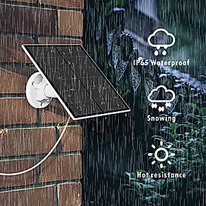 5W Solar Panel for Rechargeable Battery Security Camera, Outdoor IP65 Waterproof Solar Power Supply for Wireless Surveillance Camera, Micro USB Solar Panel, 360° Adjustable Wall Mounting Bracket