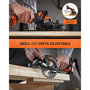 4-1/2 inch Cordless Circular Saw, 20V Mini Circular Saw Cordless 5500 RPM & 2.0Ah battery & Fast Charger, 3 Blades (24 TCT/80 HCS/60 DIAMOND) for Wood, Soft Metal and Tile - MC8 Pro