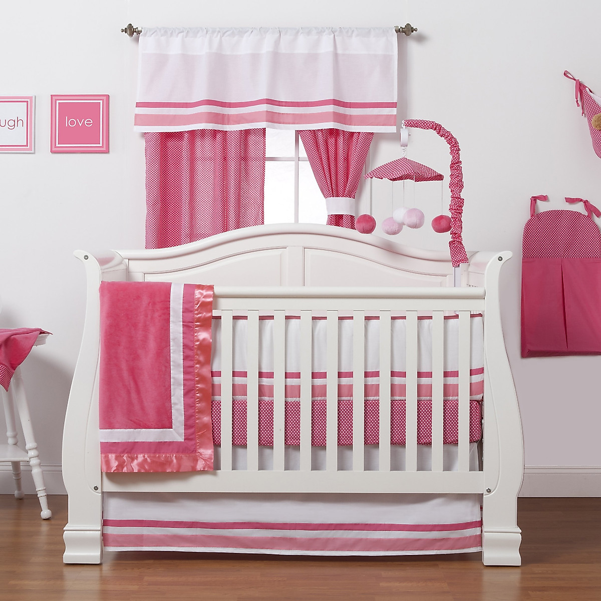 One Grace Place Simplicity Hot Pink Crib Sheet, Hot Pink and White