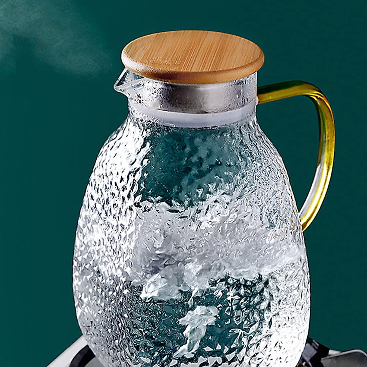 Glass Water Pitcher Wood Lid Replacement Cold Drink Jug Covers Carafe Stainless Steel Lids Beverage Jar Cover for Summer Water Bottle Supply