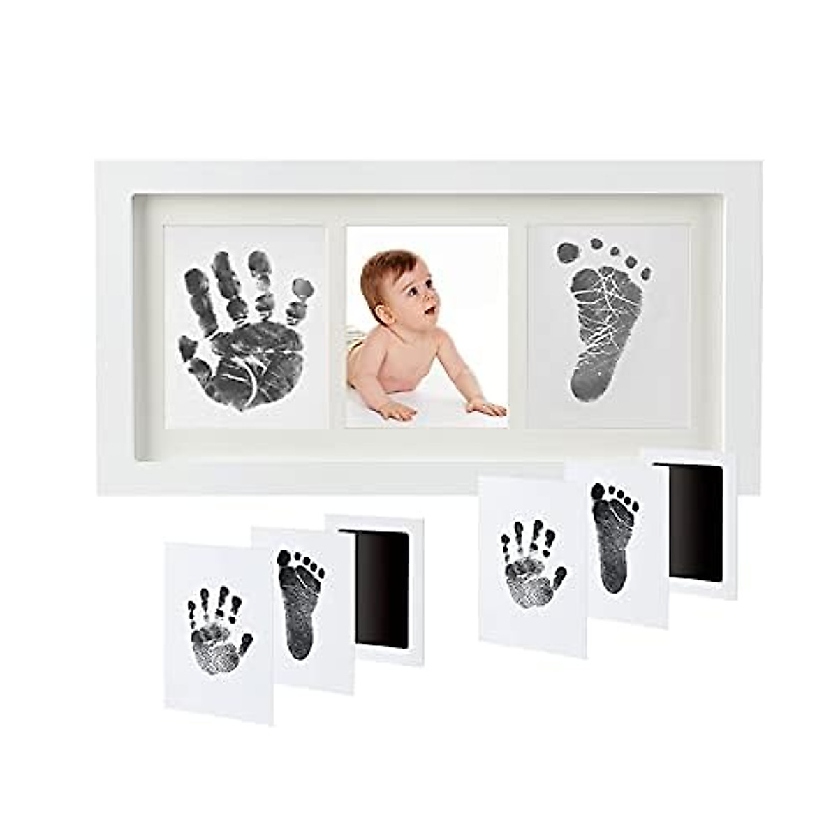 Baby Prints Handprint and Footprint Kit, Newborn Hand and Footprint Keepsake with 2 Safe Clean-Touch Inkless Ink Pad, Gift to New Parents or Baby Boys Girls Shower Registry