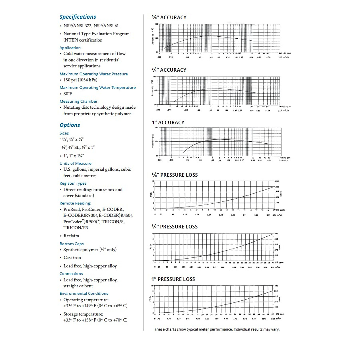 Neptune T-10 3/4" (5/8" x 3/4") Direct Read Bronze Meter w/ Couplings - Measuring in Gallons
