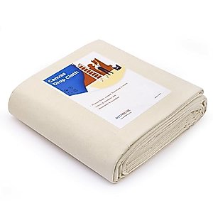 REDIBLUE Canvas Drop Cloth for Painting - Washable, Durable, Highly Absorbent Seamless Cotton Fabric, Multipurpose Protection for Floor, Carpet, Furniture, Indoor, Outdoor Use, 8oz, 6x9 ft