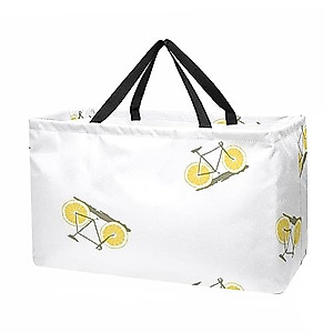 Bicycle Full Print Large Capacity Laundry Organizer Tote Bag - Reusable and Foldable Oxford Cloth Shopping Bags