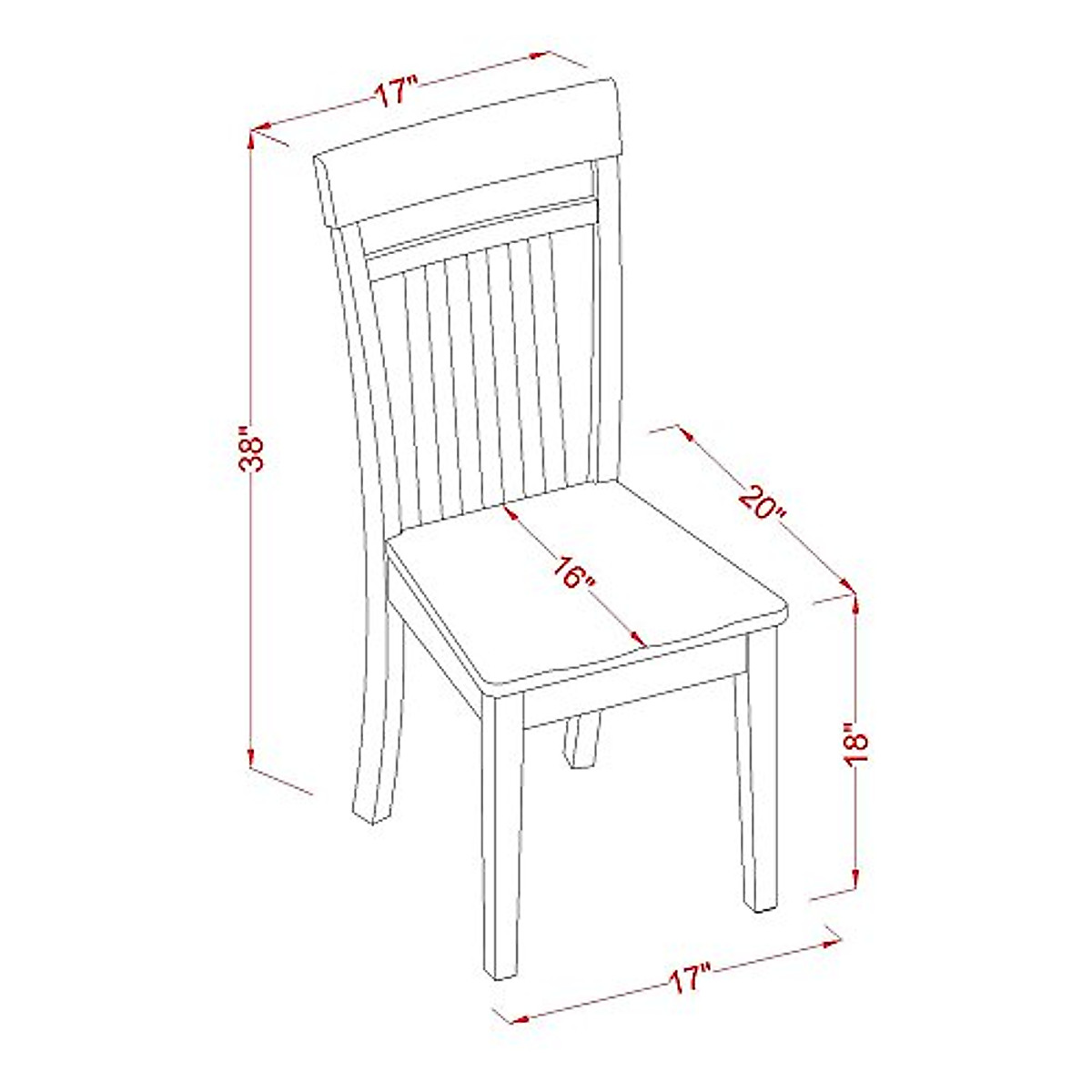 East West Furniture CAP5S-MAH-W 5 Piece Dinette Set for 4 Includes a Rectangle Room Table and 4 Kitchen Dining Chairs, 36x60 Inch, Mahogany