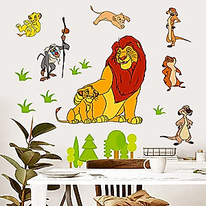FAIRY KAARI Lion King Wall Decals for Children Room Lion King Wall Sticker Kids Room Nursery Cartoon Lion King Wall Decals Removable DIY Party Wallpaper for Playroom Living Room Decor