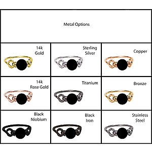 Devil Blue Aquamarine 6mm Bead Ring in Stainless Steel- Silver-Bronze-Copper- Black Iron-Titanium-Niobium-14K Gold-14K Rose Gold Hand Hammered Ring Sizes 4-16 March Birthstone