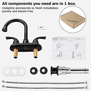 PARLOS Double-Handle Lavatory Faucet with Metal Drain Assembly and Supply Hose Lead-Free cUPC Bathroom Faucet Mixer Two-Handle Lavatory Vanity Utility Laundry Faucet Oil Rubbed Bronze, 13592