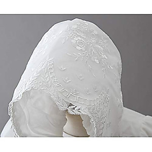 Meiqiduo Baby Girl Christening Dress Baptism Gowns Princess Wedding Party Formal Dresses (3M/0-6Months, Ivory)