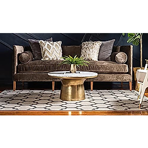 Unique Loom Trellis Collection Modern Morroccan Inspired with Lattice Design Area Rug, Rectangular 4' 1" x 6' 1", Beige and Gray/Gray