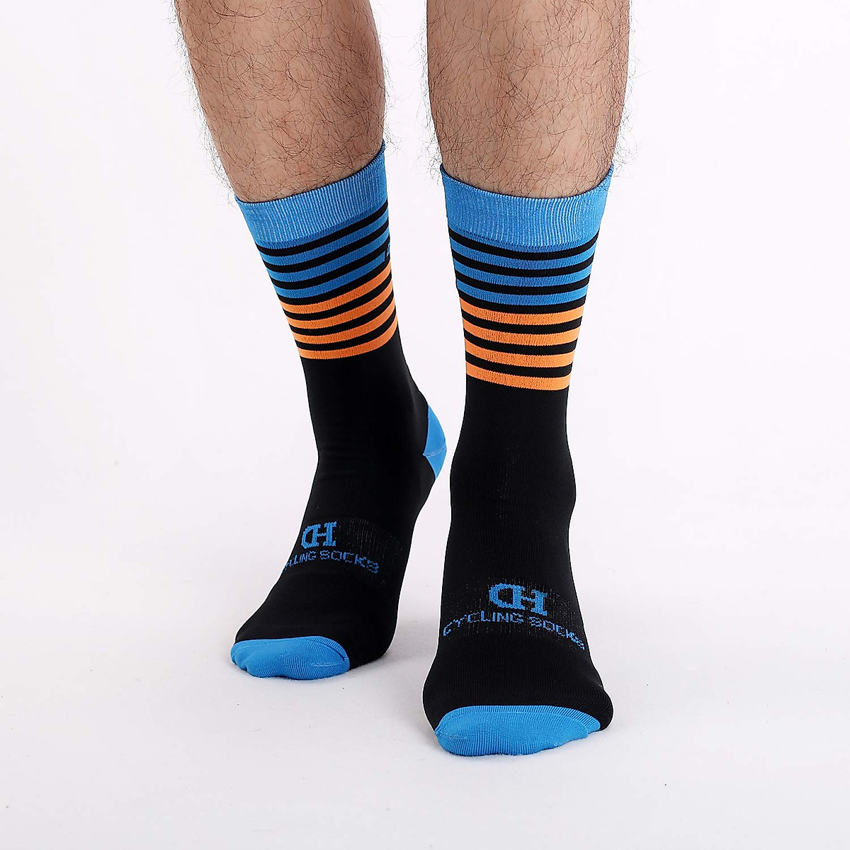 VWU Mens Womens Sports Socks Athletic Socks for Running Cycling Basketball Hiking, Stripes B Crew