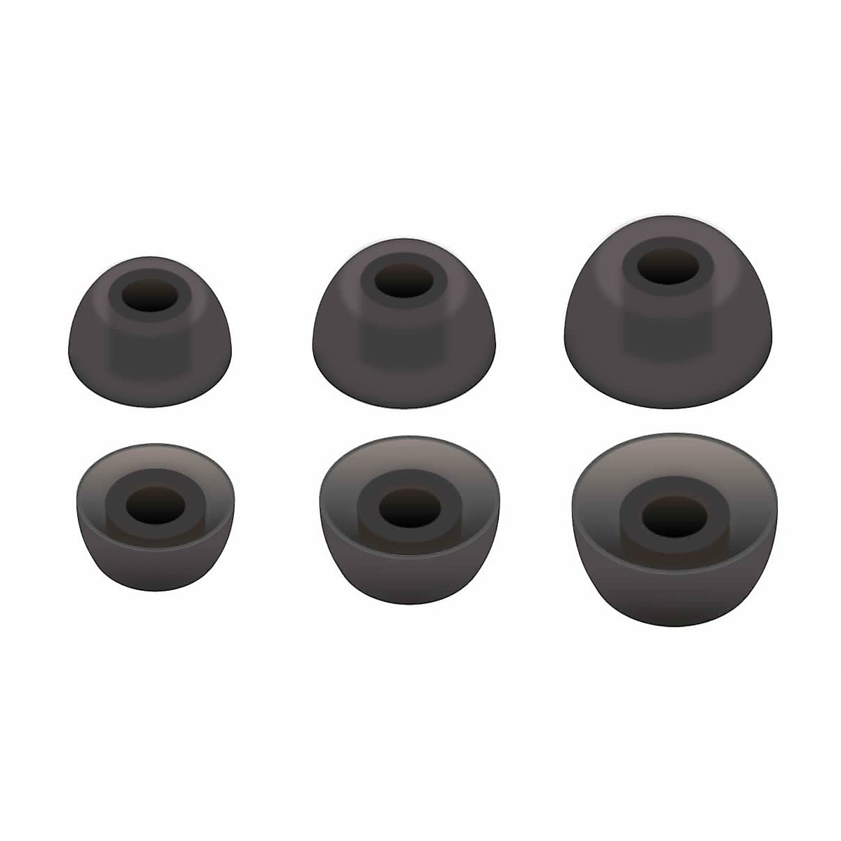 A-Focus [12 Pairs] Compatible with Anker Soundcore Life & Liberty Series Ear Tips, L/M/S Inner Hole 4mm Replacement Silicone Earbuds Gel Compatible with Jabra Elite 3/7 / 65T / 75T, 512 Gray