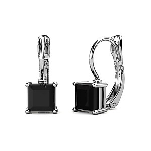 Cate & Chloe Samantha 18k White Gold Plated Drop Earrings | Women's Drop & Dangle Earrings with Black Crystals, Silver Earrings For Women, Hypoallergenic Earring Set, Jewelry Gift for Her