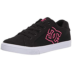 DC girls Chelsea Skate Shoe, Black/Pink Stencil, 12 Little Kid US
