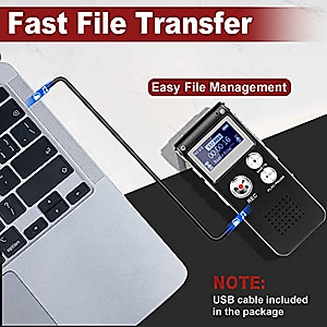 Digital Voice Recorder Voice Activated Recorder with Playback Audio Recording Device for Lectures Meetings Dictaphone Recorder with Password/USB