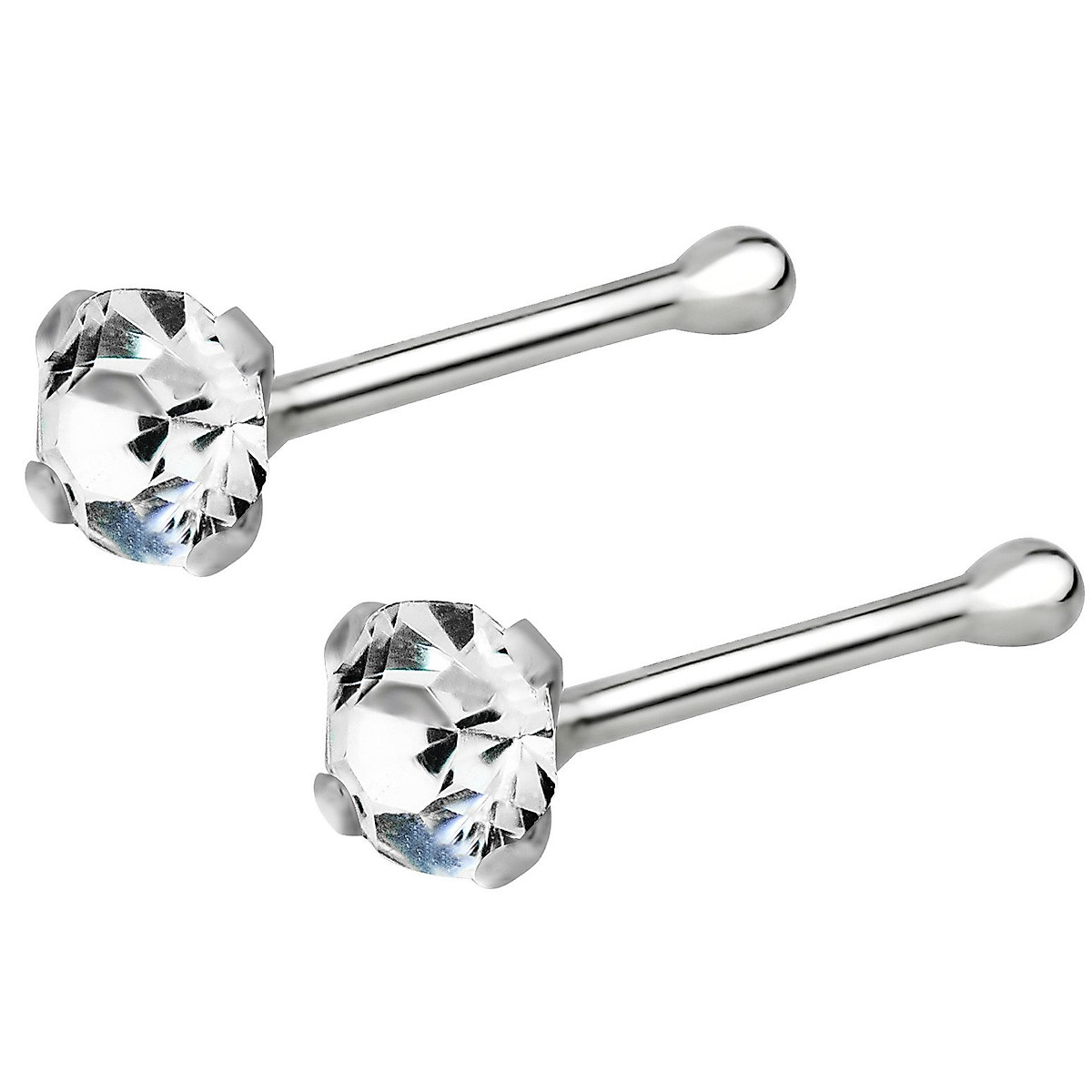 Forbidden Body Jewelry Nose Rings Sterling Silver CZ Simulated Diamond Nose Stud Set 22G