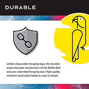 Featherland Paradise | Cage Mounted Buffet Ball | Interactive Bird Toy and Treat Dispenser | Creative Foraging Systems | Ideal for Medium to Extra Large Birds