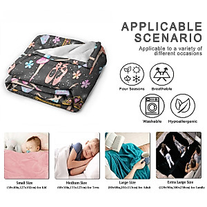 Colorful Ballerina Girls Blankets Ballet Gifts for Girls Women Soft Flannel Cozy Lightweight Throw Blankets for Couch Bed Sofa Unisex Small 50×40in for Kid/Child