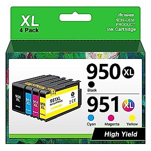 Acaves 950XL 951XL Combo Pack High Yield Replacment for HP 950 951 Ink Cartridges Work with HP OfficeJet Pro 8100 8110 8600 8610 8615 8616 8620 8625 8630 8640 8660 Printers, 4 Pack, XX-Large