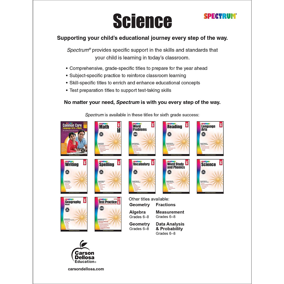 Spectrum 6th Grade Science Workbook, Ages 11 to 12, Grade 6 Science Workbooks, Natural, Earth, and Life Science, Science Book With Research Activities - 176 Pages